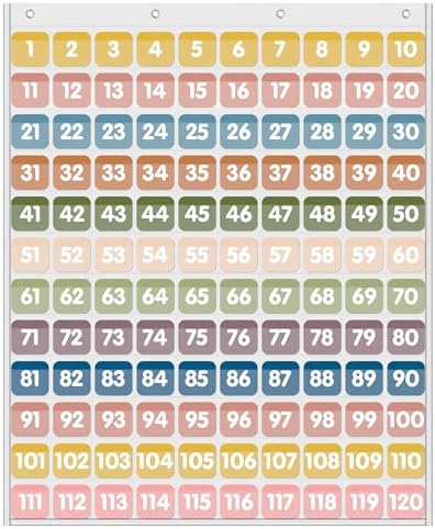 Amazon.com: Yoink Hundred Pocket Chart with 120 Pockets and 135 Double ...