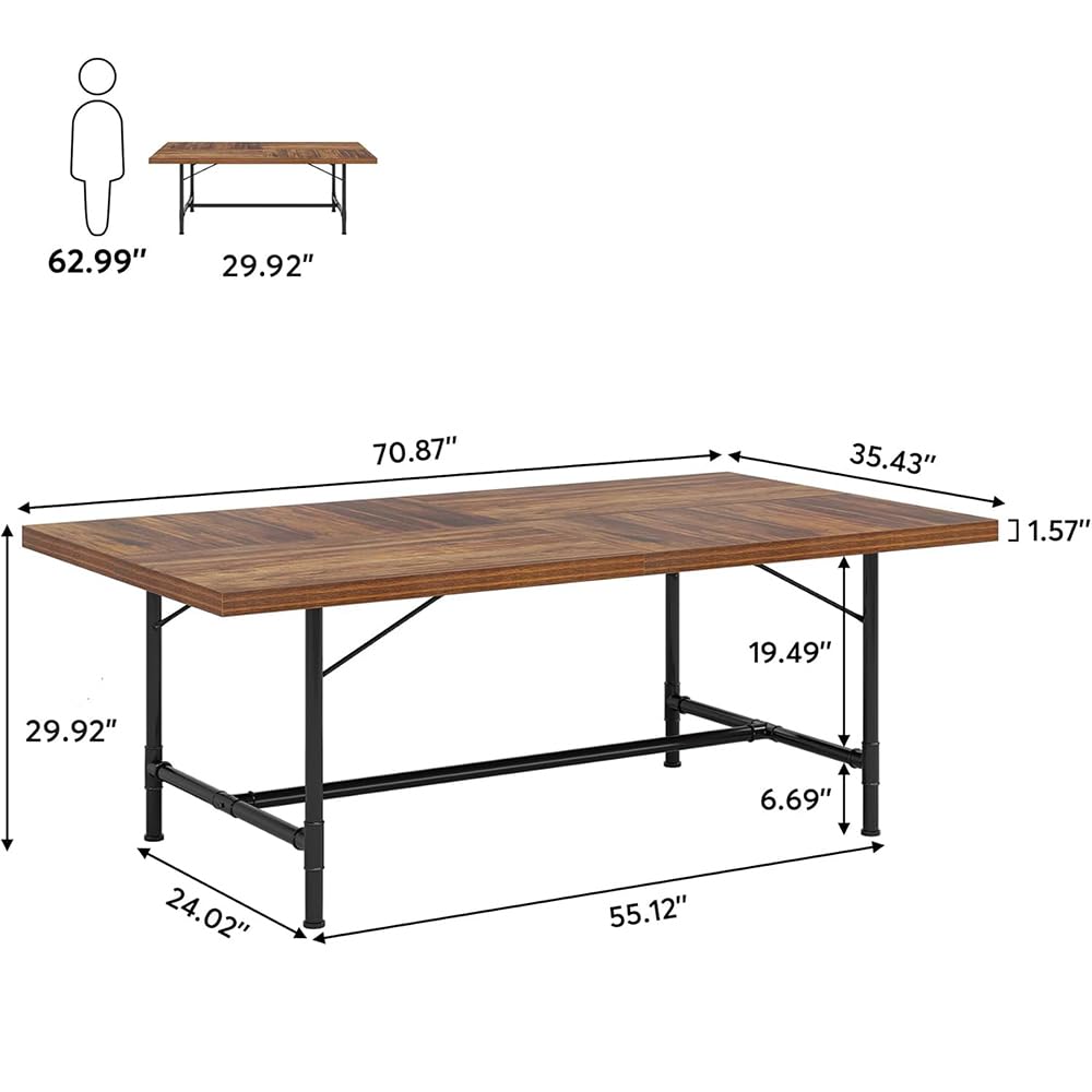 Snapklik.com : Tribesigns 6FT Conference Table, Rustic Rectangle 70.8 ...