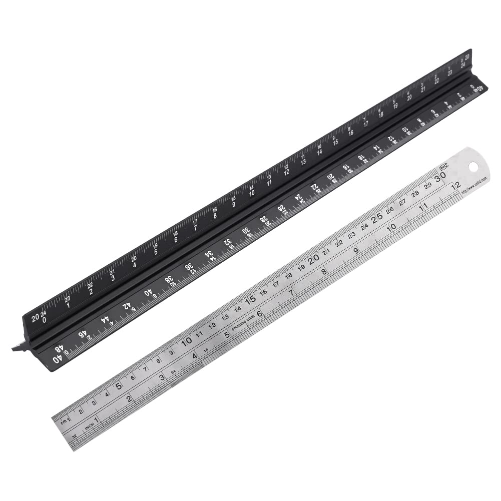 Amazon.com: Architectural Scale Ruler Set, 12 Inch Aluminum Triangular ...