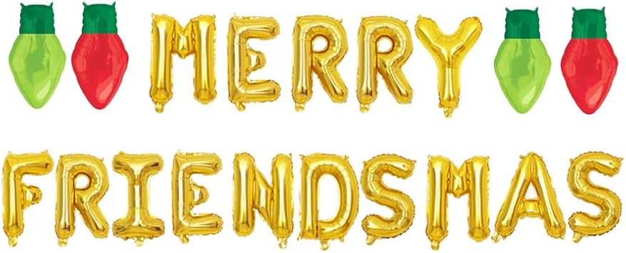 Amazon.com: KUNGOON Merry Friendsmas Glittering Christmas Banner with ...