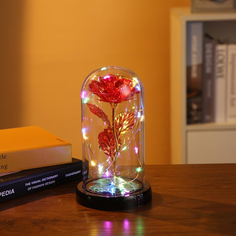 Jamboree!!! Preserved Rose in Clear Glass Dome with LED Lighting - A ...