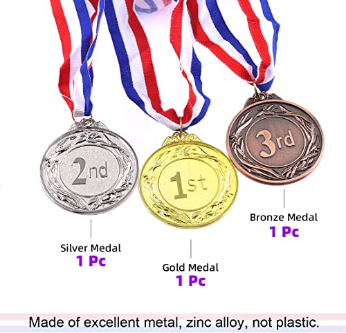 Swpeet 3PCS Metal Award Medals with Neck Ribbon, Olympic Style Winner ...