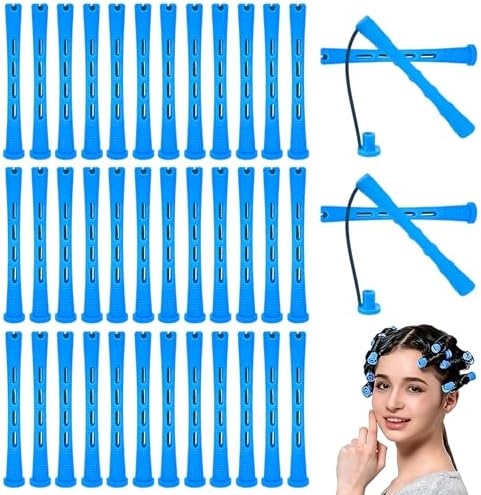 Amazon.com: 40 Pcs Blue Plastic Hair Perm Rods Small Cold Wave Rods ...
