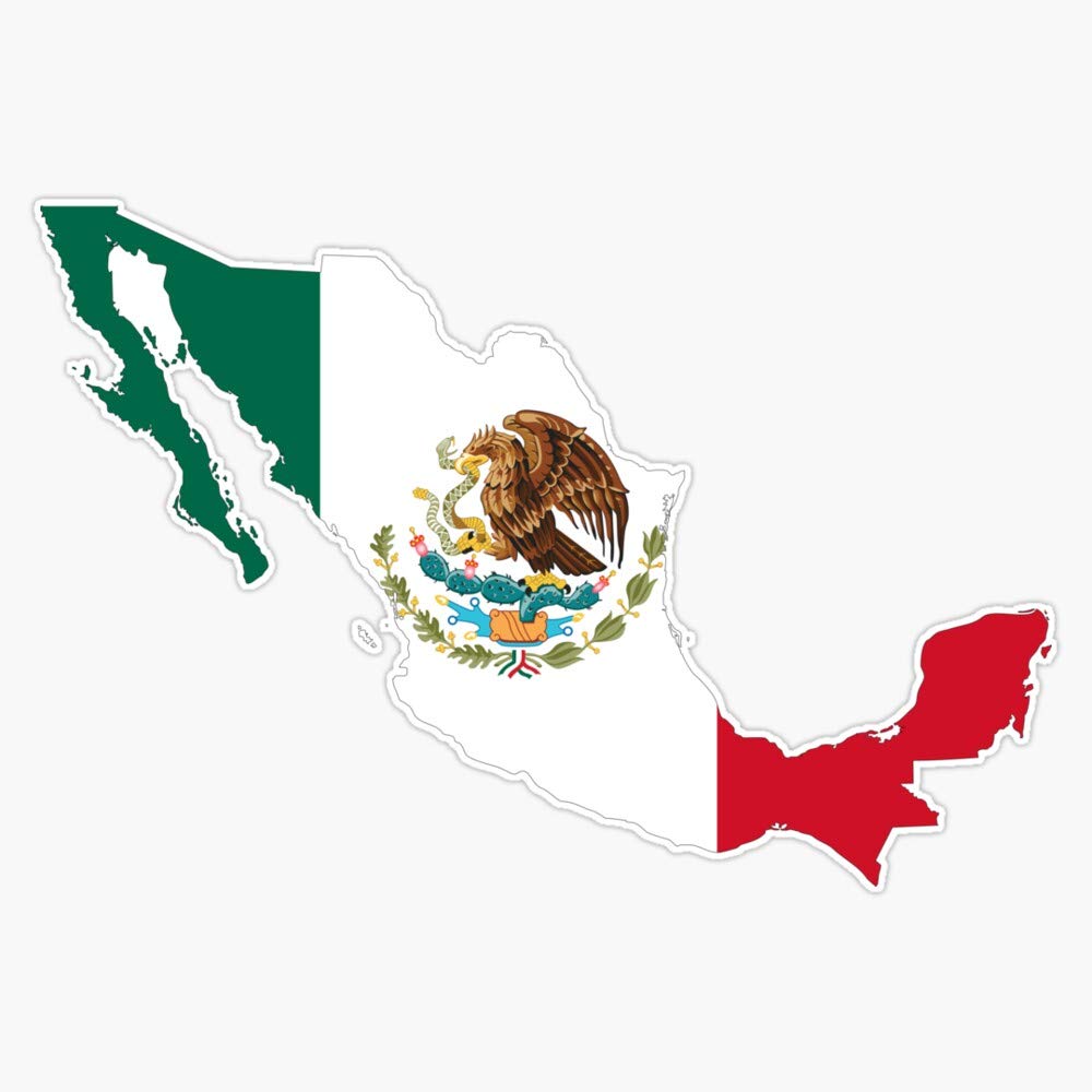 Amazon.com - Mexico Flag Map Sticker Vinyl Decal Bumper Sticker 5"