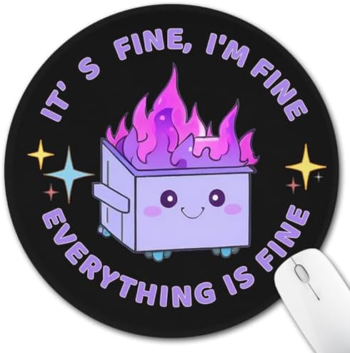 Amazon.com: Dumpster on Fire Small Mouse Pad, Cute Funny Round Mousepad ...