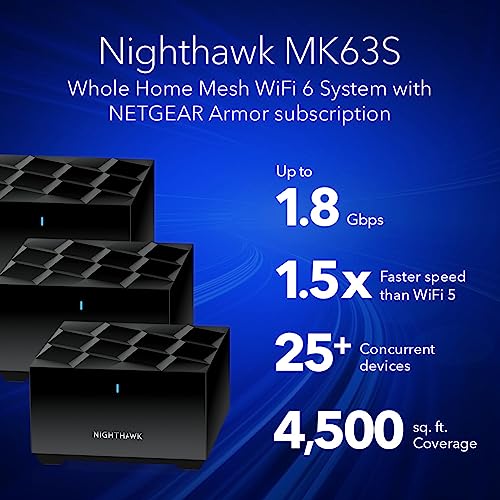 NETGEAR Nighthawk Advanced Whole Home Mesh WiFi 6 System (MK63S) with ...
