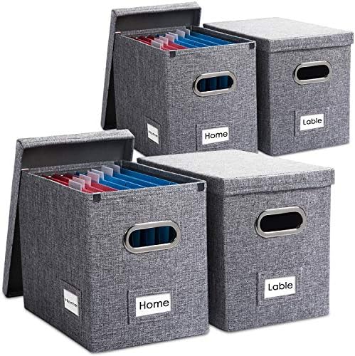 Amazon.com: 2-Pack Linen File Boxes Organizer with Smooth Sliding Rail ...