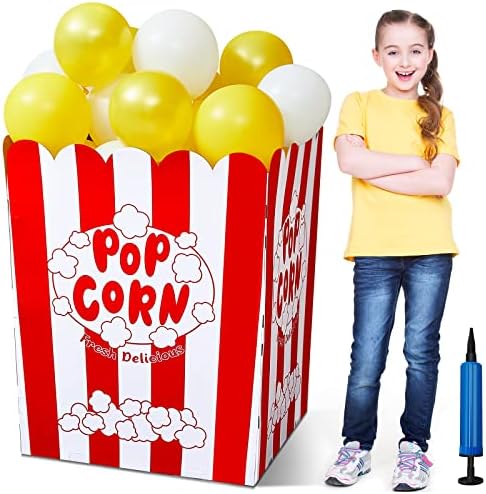Amazon.com: Giant Popcorn Box with Balloons and Balloons Pump Large ...