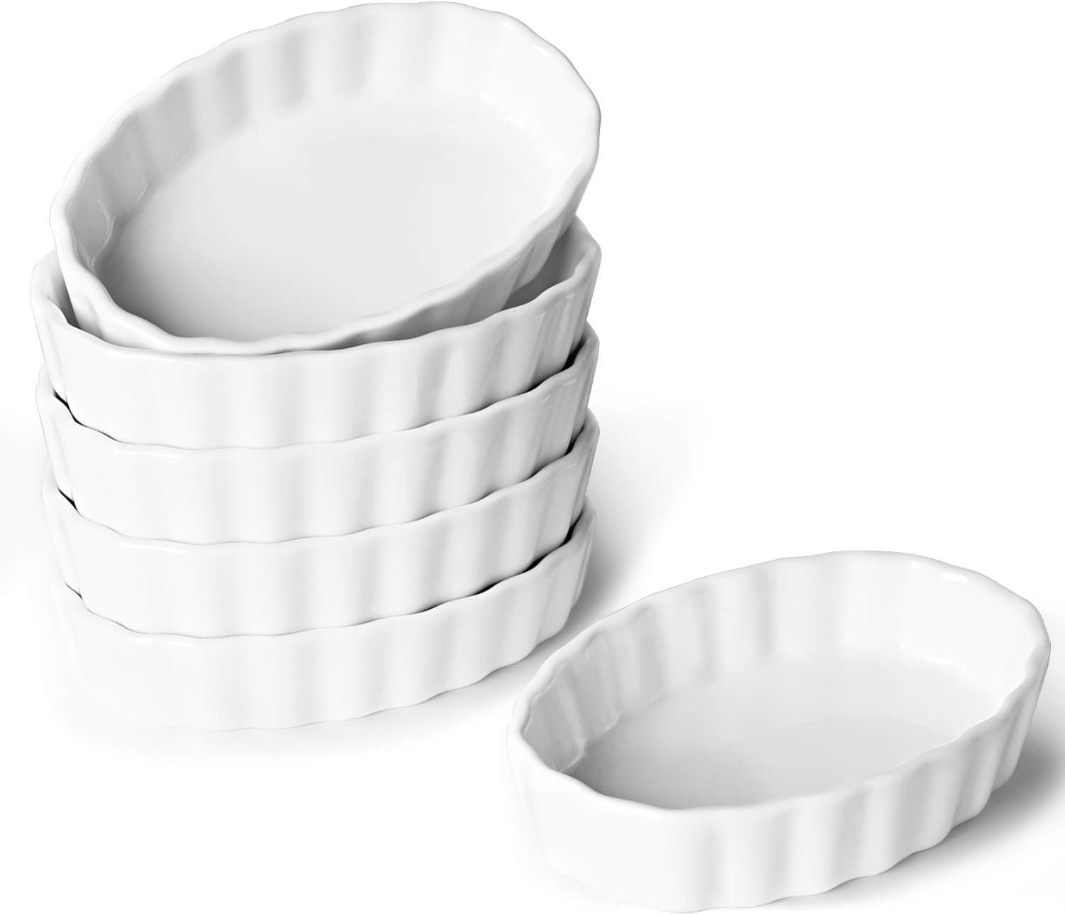 Amazon.com: Foraineam Set of 8 Pieces Porcelain Ramekins, 6 Ounce Oval ...