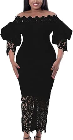 Amazon.com: Vestido midi sexy de encaje fruncido para mujer, manga 3/4 ...