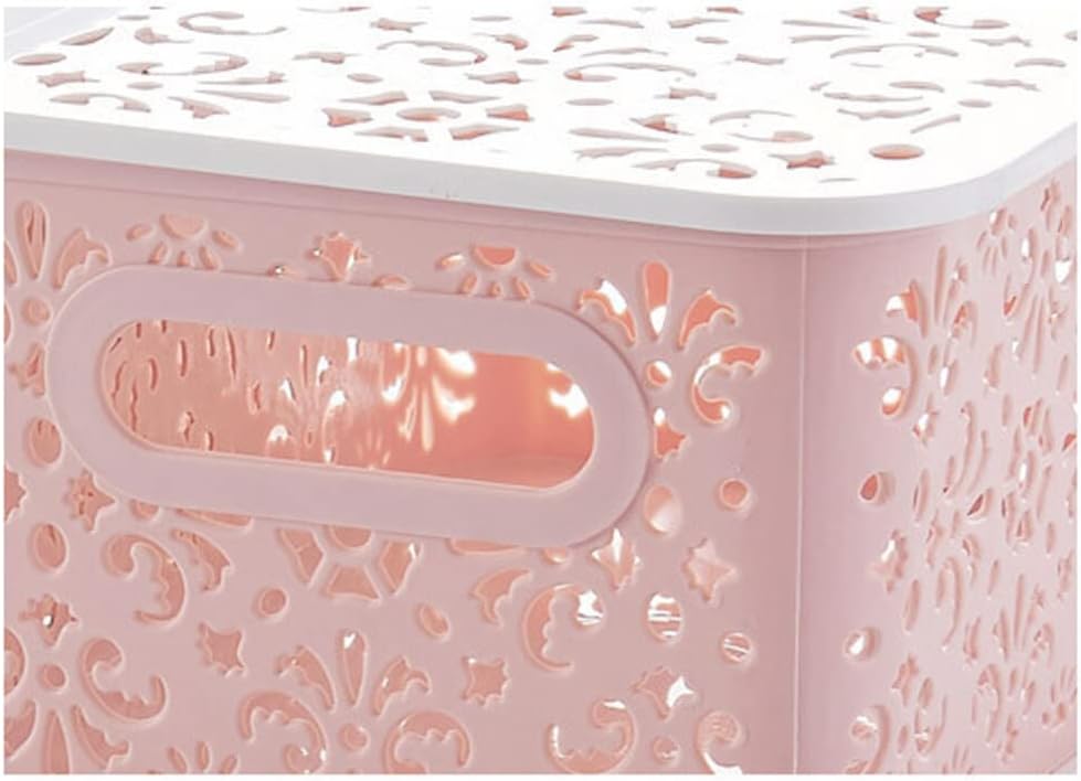 Amazon.com: Ciieeo Stackable Hollow Out Plastic Storage Box with ...