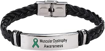 Amazon.com: Muscular Dystrophy Leather Awareness Bracelet with ...