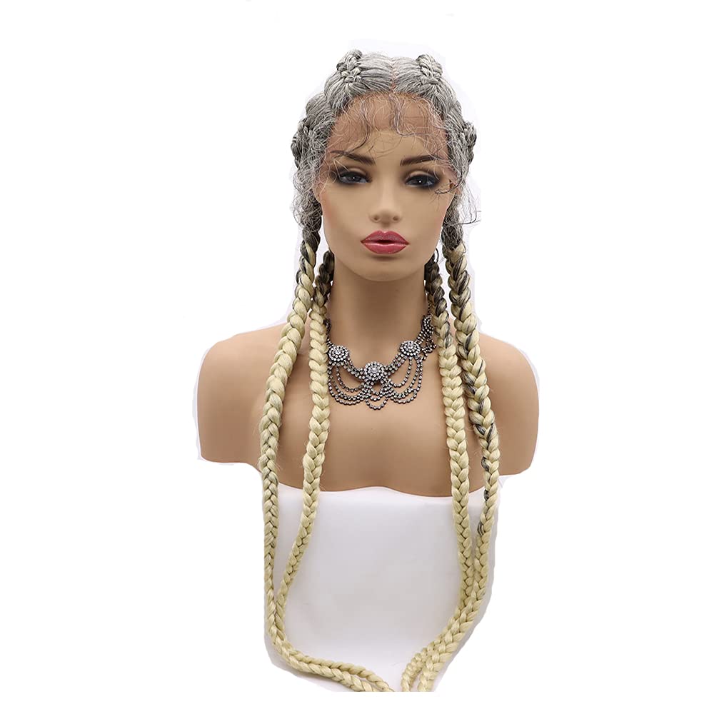 Amazon.com : sylvia 32 Inch Blonde Four Braids Ombre Box Braid Wig With ...