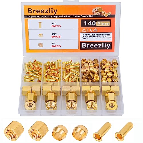 Snapklik.com : Breezliy 1/4 Inch OD Brass Compression Insert