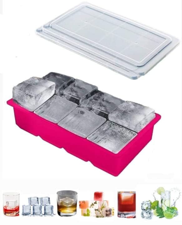 Buy DHONI Large Square Shaped Ice Cube Tray for Freezer with Lid, Pack ...