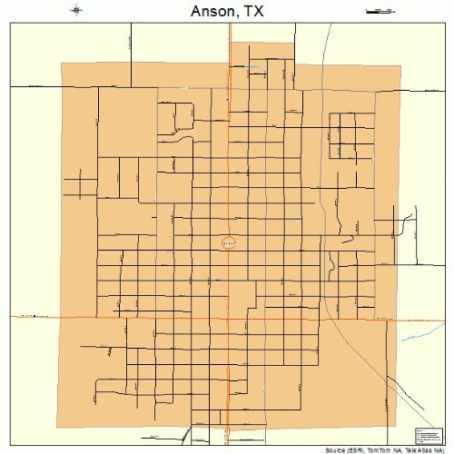 Amazon.com: Large Street & Road Map of Anson, Texas TX - Printed poster ...