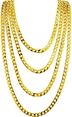 4 Pieces Hip Hop Rapper Faux Gold Chain Necklace Chunky Necklace ...
