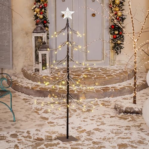 Amazon.com: Lighted Snow Tree 6FT 144 LED Artificial Tree for ...