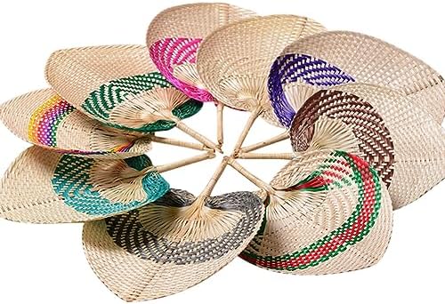 Amazon.com: 5PCS Natural Raffia Hand Fans Handmade Hand Weaving Fan ...