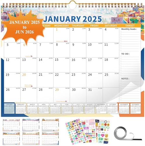 Amazon.com: 2025 Calendar, Wall Calendar 2025-2026 Planner Hanging ...