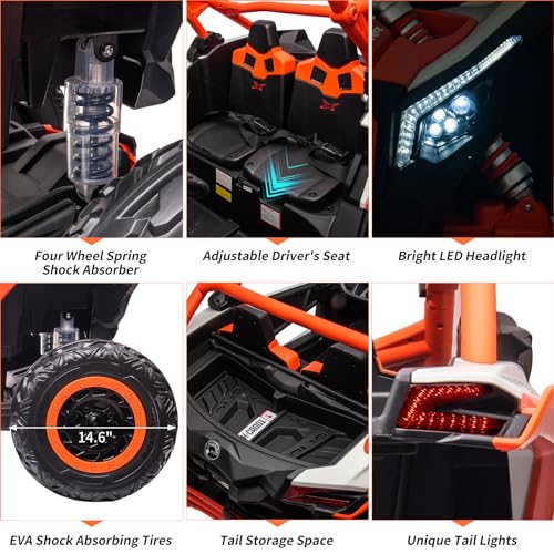 2 Seats Ride on UTV with Remote Control for Kids, 2 * 24V Batteries 4 ...