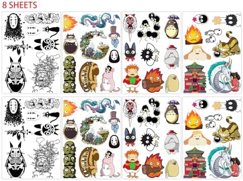 Amazon.com : Pounchi Cute Cartoon Temporary Tattoos (8 Sheets) Gifts ...