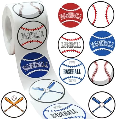 Amazon.com: 500 Pieces Baseball Labels Roll Stickers - Baseball Sport ...