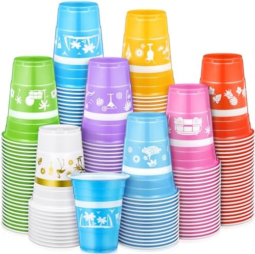 Amazon.com: Skylety 50 Pcs 16 oz Plastic Cups Reusable Hawaiian Party ...