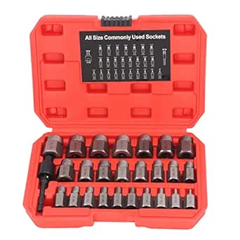 27Pcs Screw Extractor Set, Hex Head Multi Spline Screw Remover Set for ...