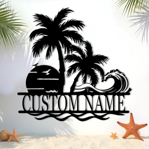 Amazon.com: Dyoart Personalized Beach Metal Signs - Custom Palm Trees ...