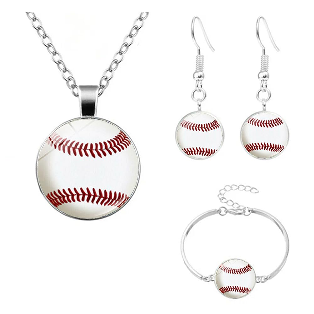 Amazon.com: 4 PCS Baseball Jewelry for Sports, Baseball Necklace ...