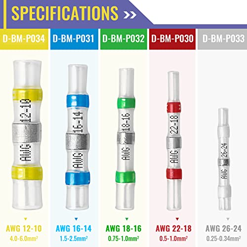 Snapklik.com : 400PCS Yellow Solder Seal Wire Connectors AWG12-10 ...