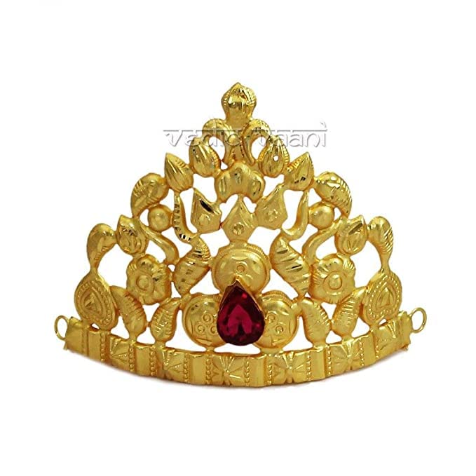 Buy VEDIC VAANI Golden Headgear Crown Mukut Taj Suitable for All Deity ...