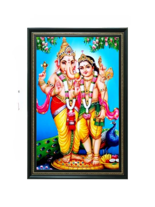SAI PHOTO FRAMES Lord Ganesha with Murugan Religious Wooden Photo frame ...
