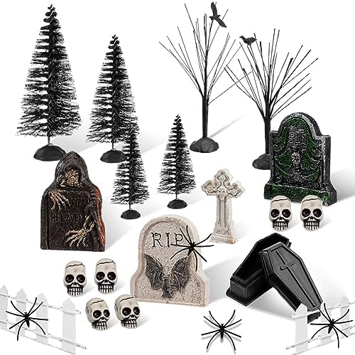 Amazon.com: Seenelling 10 Packs Miniature Tombstones Spooky Halloween ...