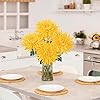 Amazon.com: Hollyone 6Pcs Yellow Artificial Mums Flowers Large Faux ...