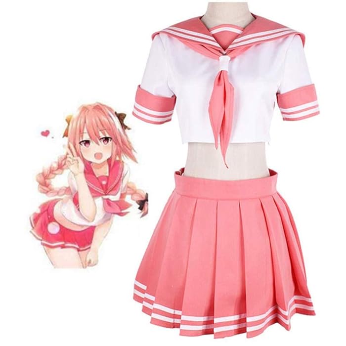 Buy QQA Astolfo Cosplay Costume Women's/Girl JK uniform Sailor Suit ...