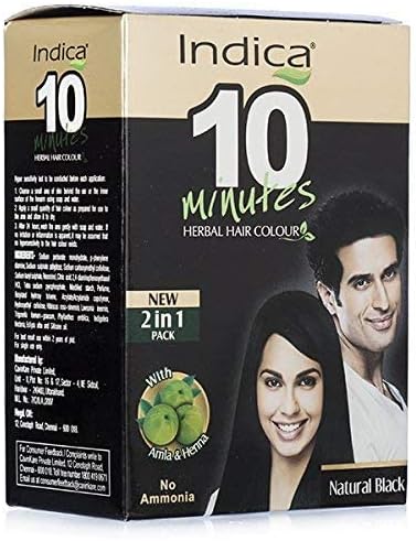 Amazon.com : Indica 10 Minutes Natural Black Herbal Hair Colour Powder ...