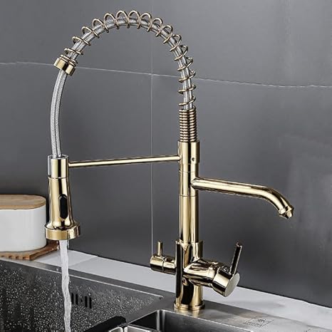 3 Way Kitchen Tap with Water Filter, Kitchen Taps with Pull Out Spray 2 ...