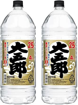 Amazon.co.jp: 焼酎 大五郎 25度 ペットボトル 4000ml 4L 2本 甲類焼酎 アサヒビール : 食品・飲料・お酒