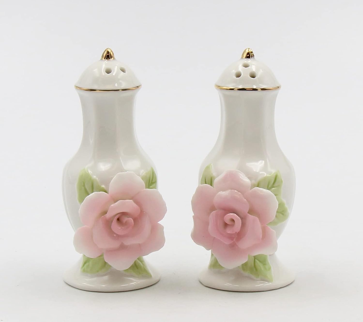 Amazon.com: Fine Porcelain Pink Rose Salt & Pepper Shakers Set, 3-1/2 ...