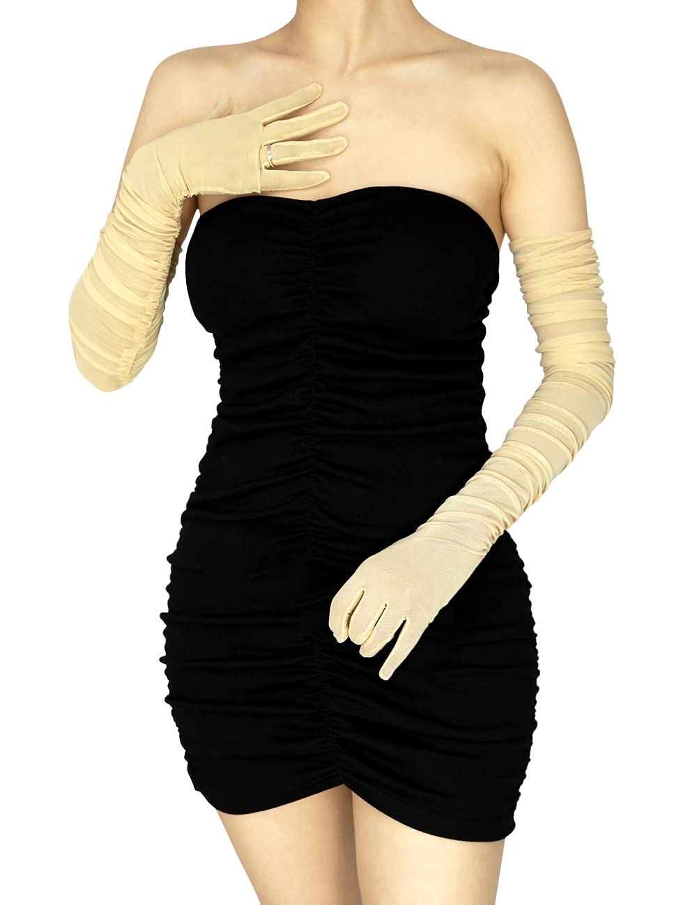 Snapklik.com : Womens Sexy Sheer Gloves Mesh Tulle Super Long Gloves ...