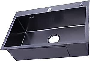 Amazon.co.jp: Sink, Drop-in Kitchen Sink, 304 Stainless Steel Top Mount ...