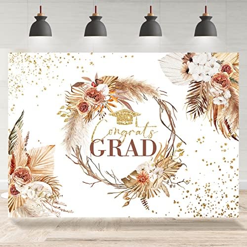 Amazon.com : Rsuuinu Boho Floral Graduation Backdrop Congrats Grad ...