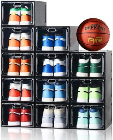 Amazon.com: Amllas 12 Pack Shoe Boxes Stackable,Upgraded Sturdy Shoe ...