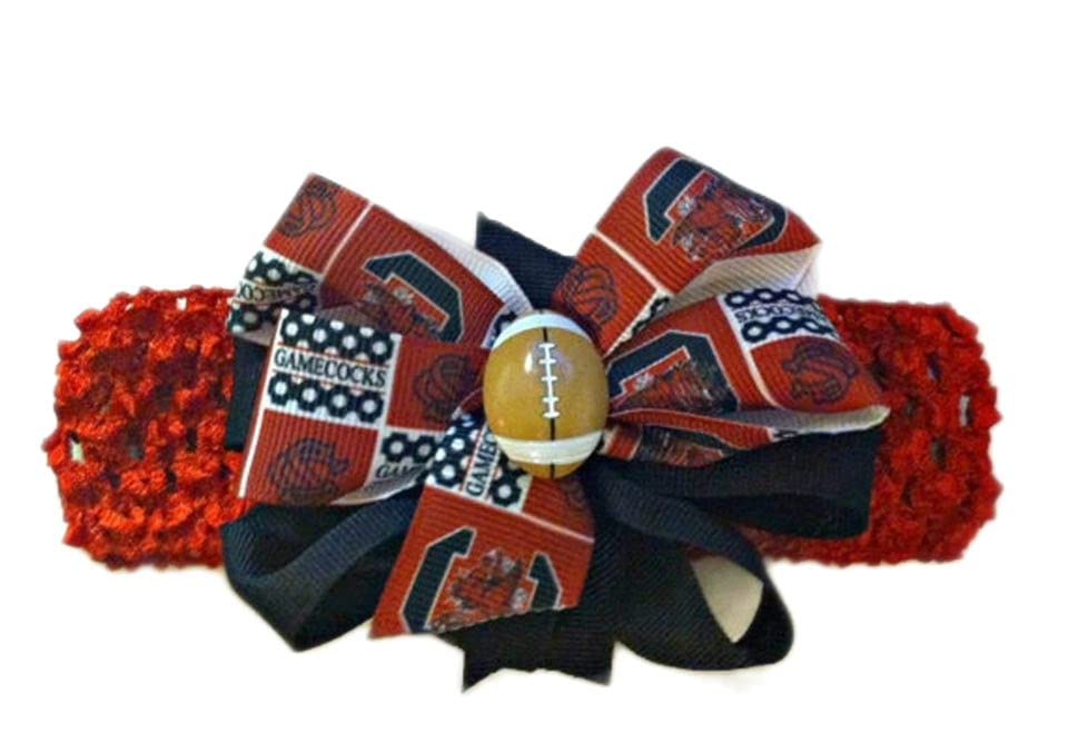 Amazon.com: Gamecocks Baby Girl Boutique Bow Crocheted Headband- Fits ...