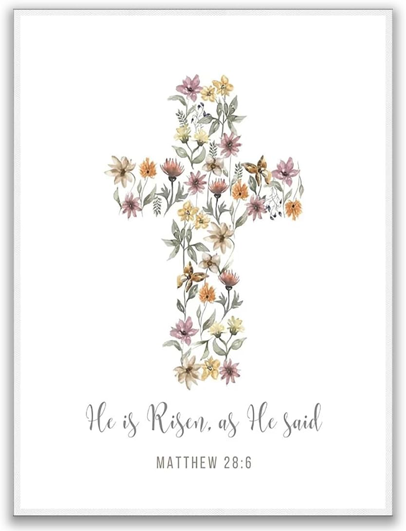 Amazon.com: He is Risen As He Said Floral Canvas Print Posters Modern ...