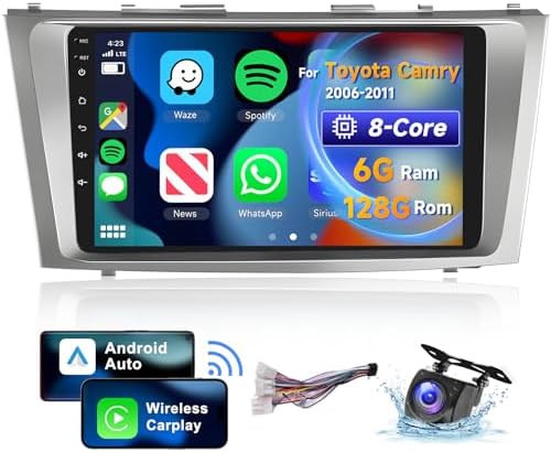 Amazon.com: VECHTEL 6G+128G 8 Core Car Radio for Toyota Camry 2006-2011 with Wireless Carplay ...