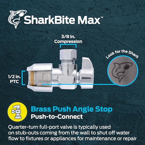 Snapklik SharkBite Max 1 2 X 3 8 Inch Compression Angle Stop Valve