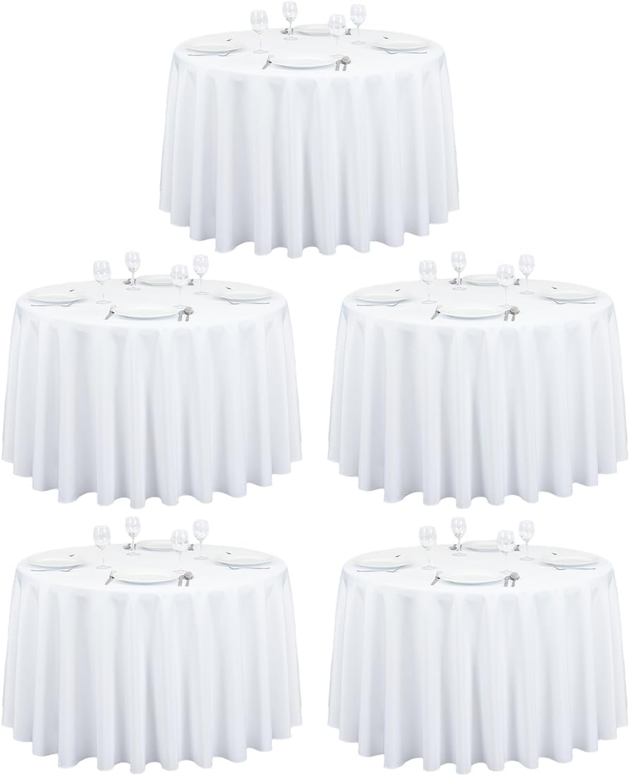 Amazon.com: LTC LINENS 5 Pack 108 Inch Round Tablecloths White - Great ...